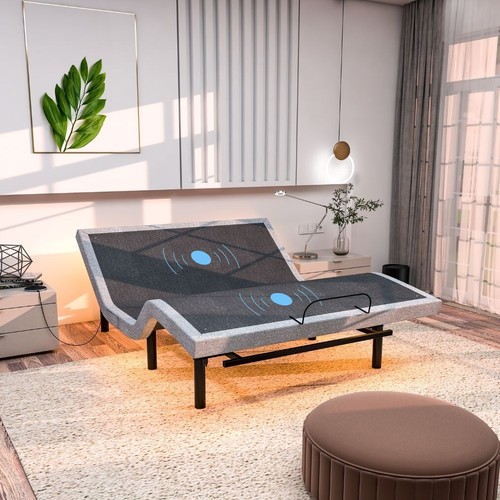 California King Smart Adjustable Dual Massage Bed Frame Wireless Remote ...
