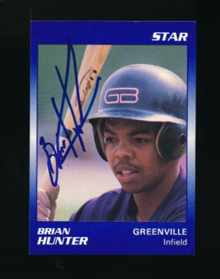 1989 Star Greenville Braves Brian Hunter #35 signed auto autograph blue ...