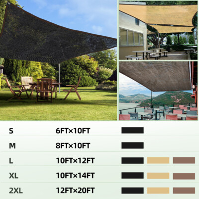 Garden Sunshade Net Awning UV Resistant Sunblock Shade Sail Black ...
