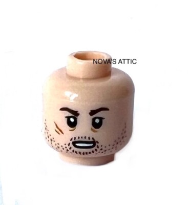 Lego Light Flesh Head For Boy Man Minifigure Brown Beard Stubble | eBay UK