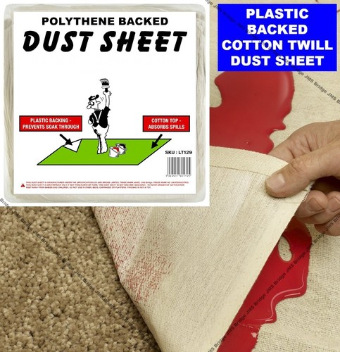 Laminated Cotton Dust Sheet Heavy Duty Decorating Paint Protection ...