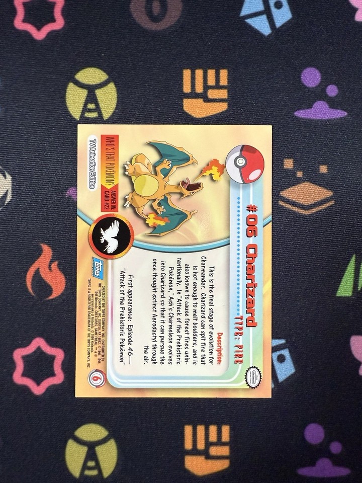 POKEMON Topps Cards CHARIZARD #6 Non Holo Blue Logo Near Mint TV ...