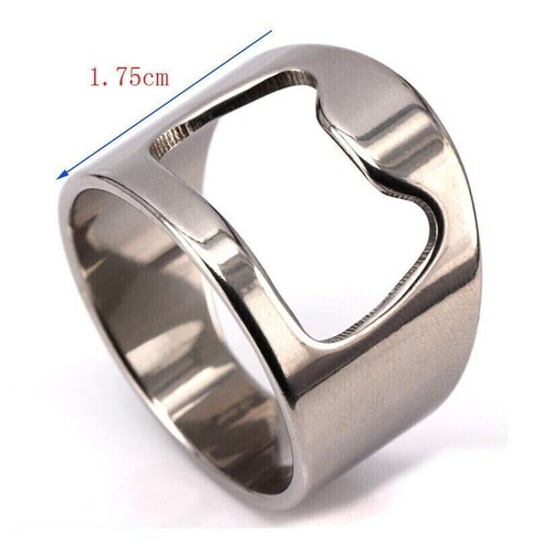 2 Pcs Punk Mens Stainless Steel Finger Ring Bottle Opener Bar Beer Tool ...