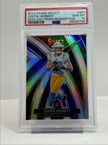 JUSTIN HERBERT 2019 SELECT XRC ROOKIE SILVER PRIZM REDEMPTION RC PSA 10 ...
