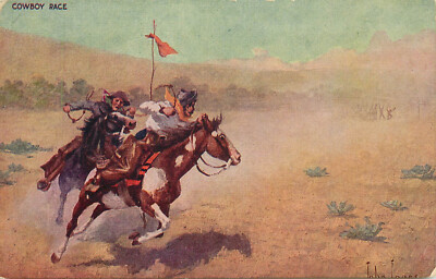 Postcard S/A John Innes Western Cowboy Race Troilene Ranching Series | eBay