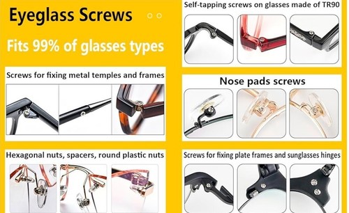 Eyeglass Screws, Repair 2ea. Bolts, nuts, glasses spectacles ...