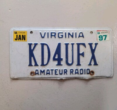 Vintage 90s Virginia Vanity Amateur Radio License Plate KD4UFX Crafts ...