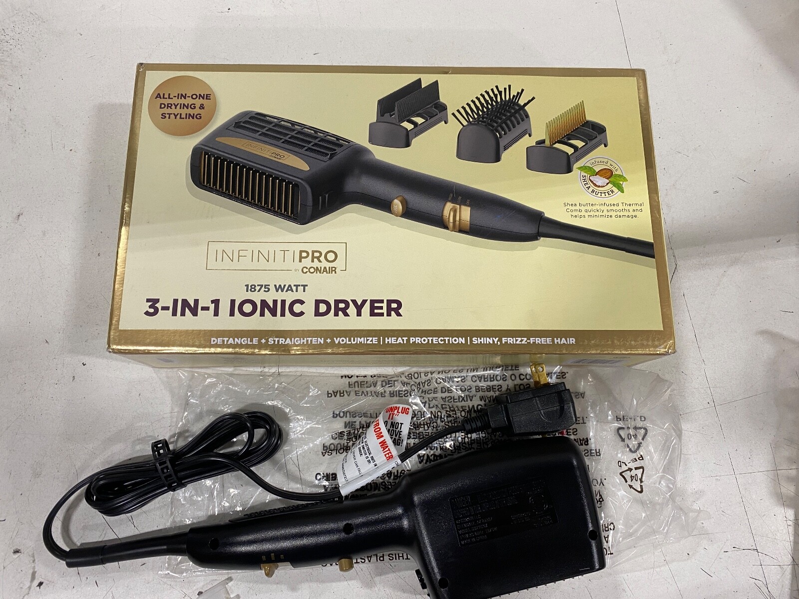 ⚡️InfinitiPro Conair 3 In 1 Ionic Dryer 1875 Watt - Shea Butter Infused ...