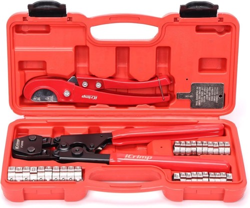 Combo Angle Head PEX Pipe Crimping Tool Kits Used for 1/2" 3/4" Pex ...