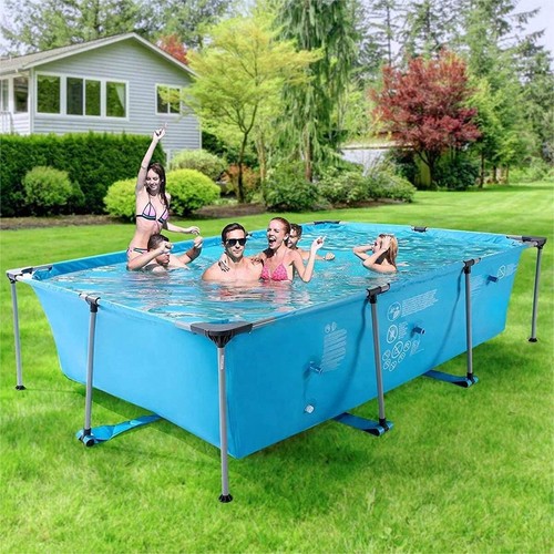 10 Ft Swimming Pool Above Ground Outdoor Rectangular Frame Pools Blue ...