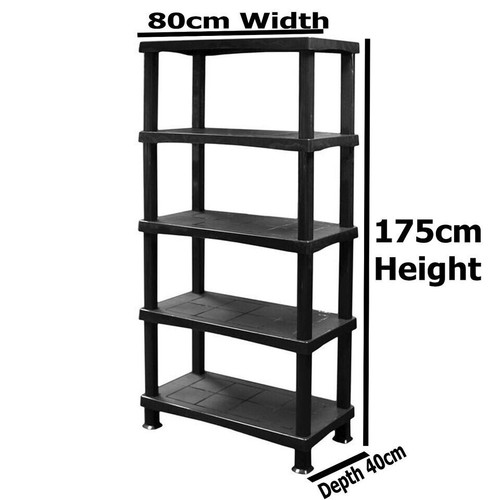 5 Tier Plastic Shelving Unit Storage Racking Shelves Home Garage Shed ...