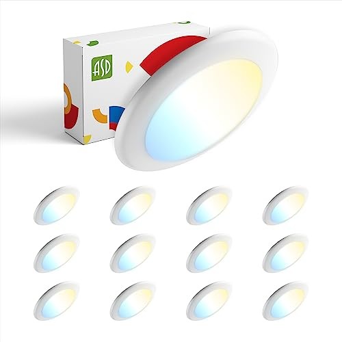 12 Pack LED Disk Lights 6 Inch, 15W 5CCT 2700K-5000K 1245LM, Dimmable ...