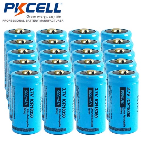 40Pcs 18350 900mAh 3.7V Rechargeable Lithium Batteries for laser ...