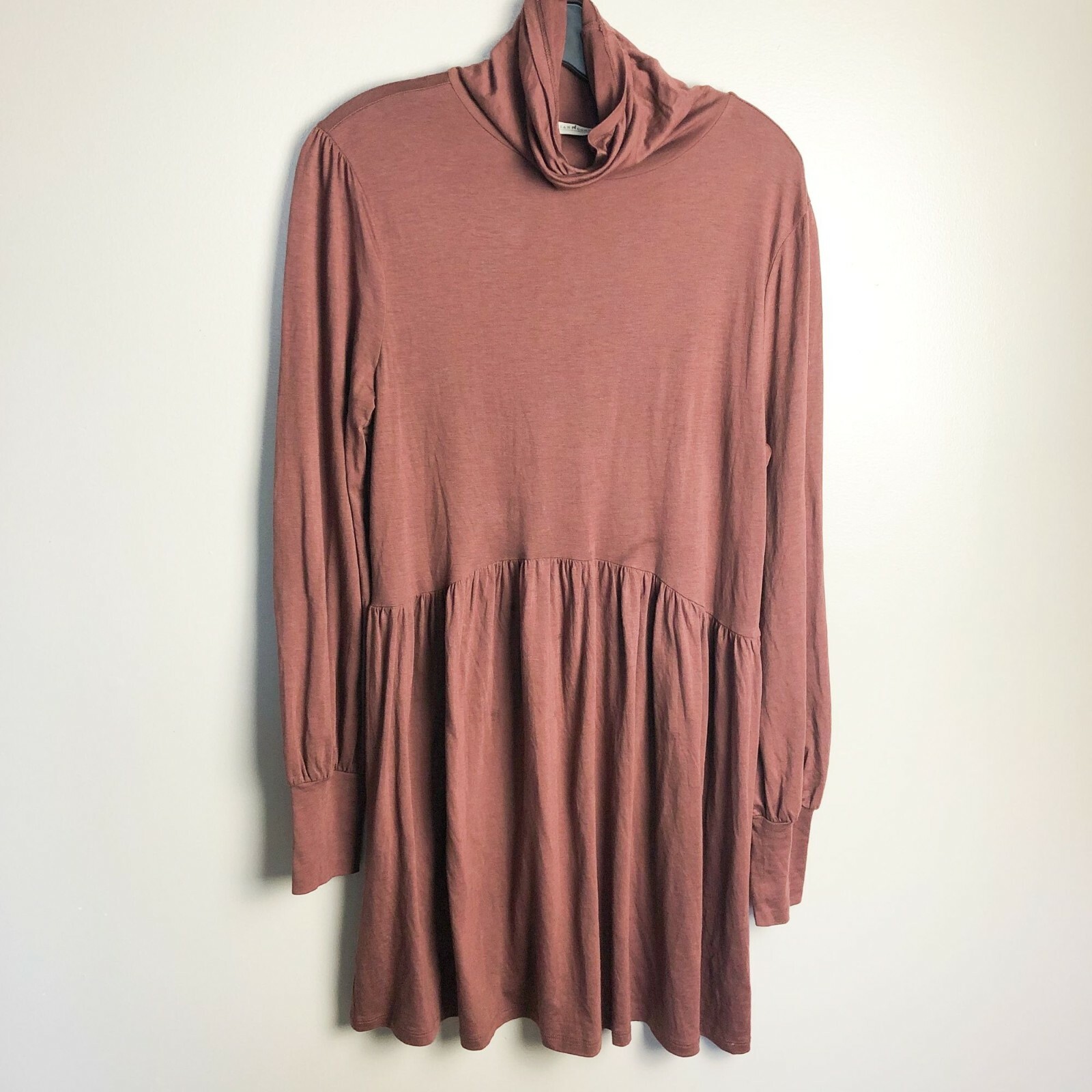 Peruvian Connection Turtleneck Baby Doll Long Sleeve Dress Rust Medium ...