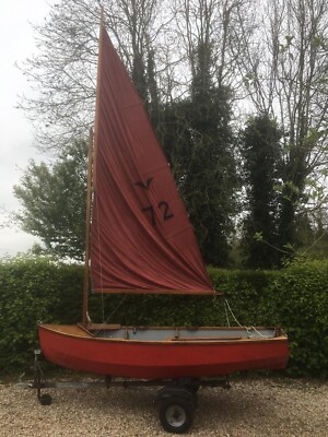 Wooden Gull sailing dinghy with road trailer, trolley & cover. | eBay UK