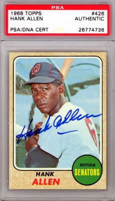 Hank Allen Autographed Signed 1968 Topps Card #426 Senators PSA/DNA ...