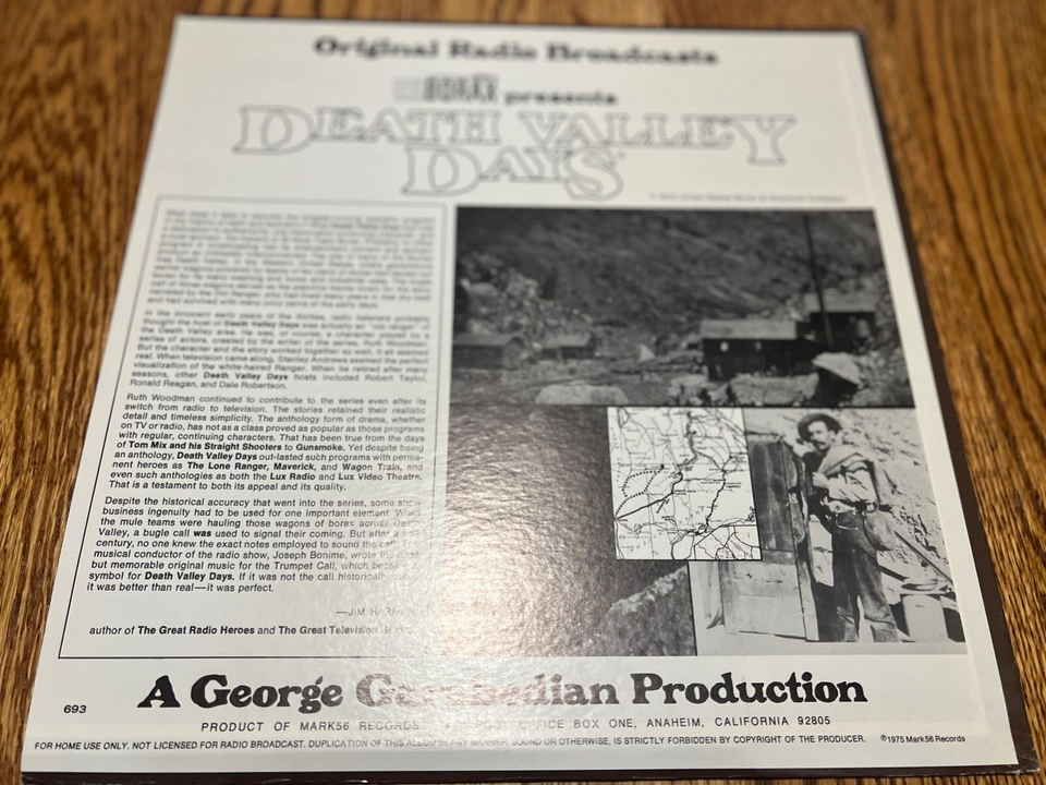 DEATH VALLEY DAYS RECORD LP NM/VG++ RADIO SHOW MARK RECORDS | eBay