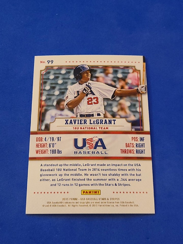 2015 Xavier LeGrant Panini USA Baseball Stars & Stripes #99 | eBay