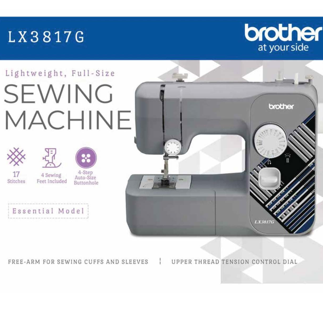 Brother LX3817G 17-Stitch Portable Full-Size Sewing Machine, Grey | eBay