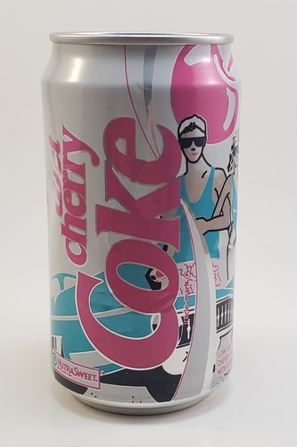 Rare Vintage 1989 Diet Cherry Coke Pop Art Can Couple at Beach White Pink Teal | eBay
