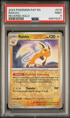 Pokemon Paldean Fates Raichu #019 Reverse Holo PSA 9 Mint POP 9🔥 | eBay