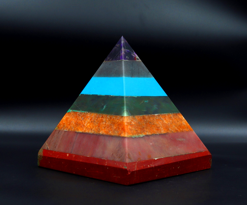 140MM Seven Chakra Gemstone Pyramid Natural Healing Egyptian Spiritual ...