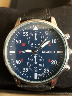 New Quartz MiGeer Mens Leather Watch | eBay