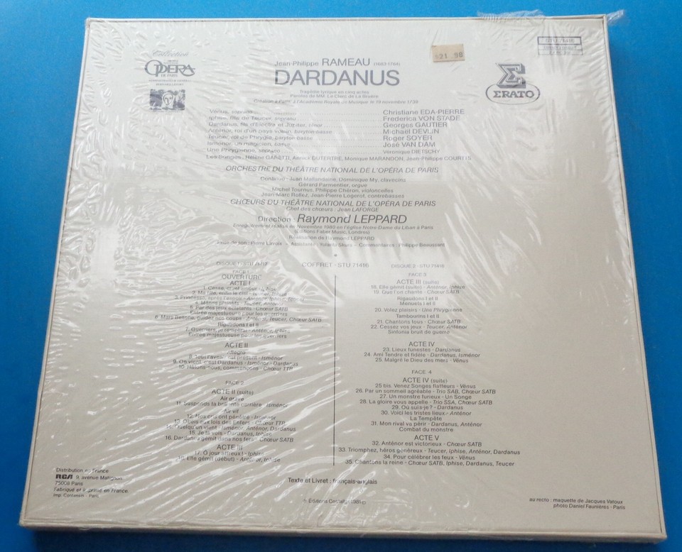 Leppard/von Stade/Eda-Pierre RAMEAU Dardanus - Erato STU 71416 SEALED ...