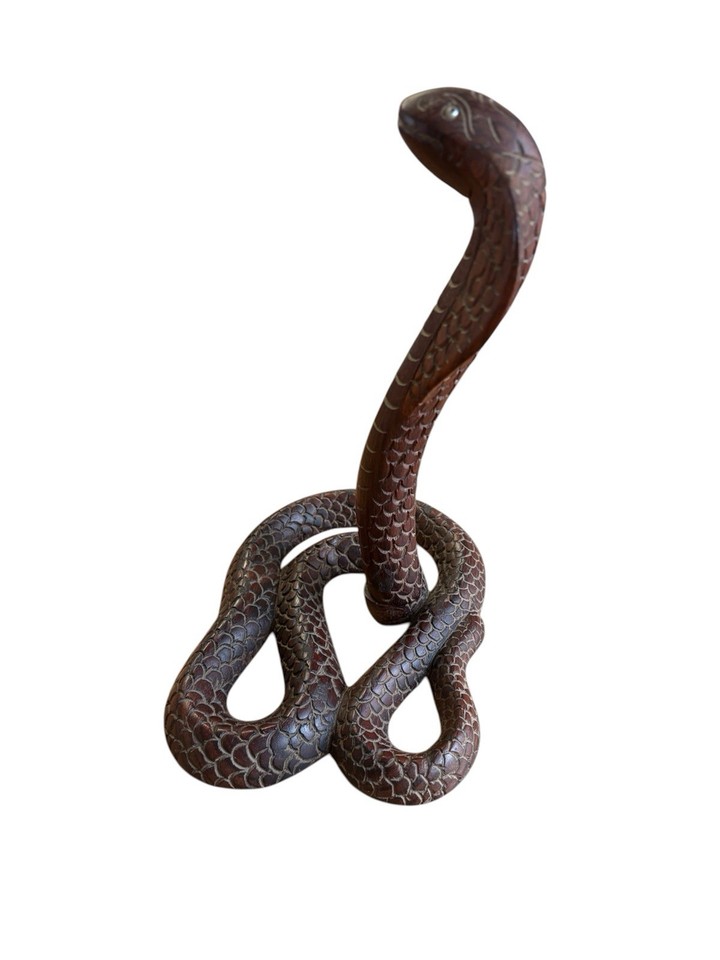 Vintage Wooden Cobra Indian Hand Carved Snake Great Quality | eBay UK