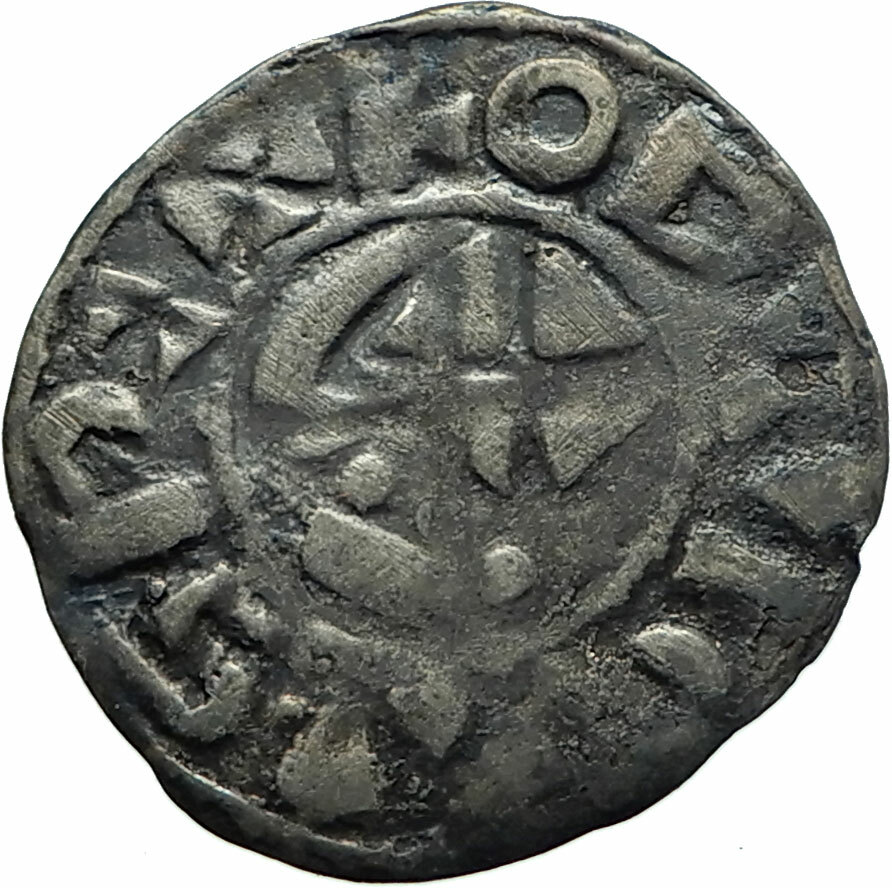 1000-1150AD FRANCE Medieval Feudal Antique Silver Denier Coin w CROSS ...
