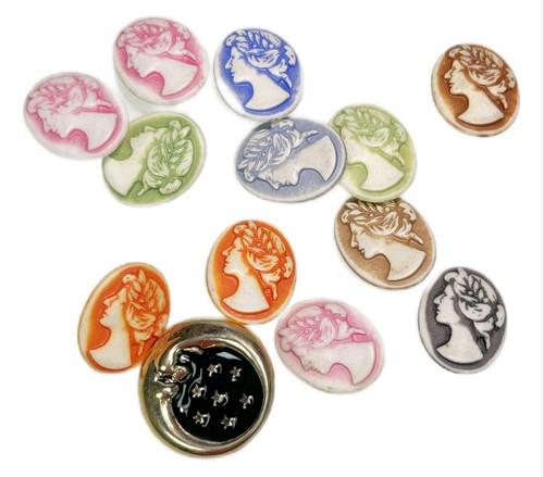 12 Plastic Cameo Buttons Vintage Multicolor Shank Oval 3/4” x 5/8” | eBay
