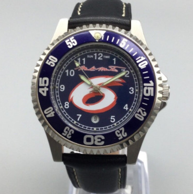 Mark Martin Nascar Watch Men 40mm Silver Tone Date Blue Dial 1997 New ...