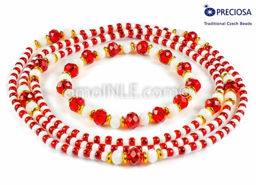 SHANGO SET DE COLLAR CON IDDE DE CUENTAS CHEKAS GENUINAS CZECH BEADS ...