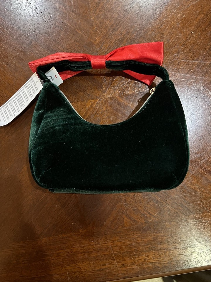 Disney Parks Gingerbread Minnie Mouse Velvet Shoulder Bag Green with ...