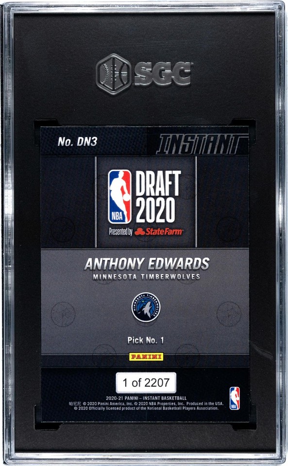 2020 Panini Instant #DN3 Anthony Edwards Draft Night 1 SGC 10 | eBay