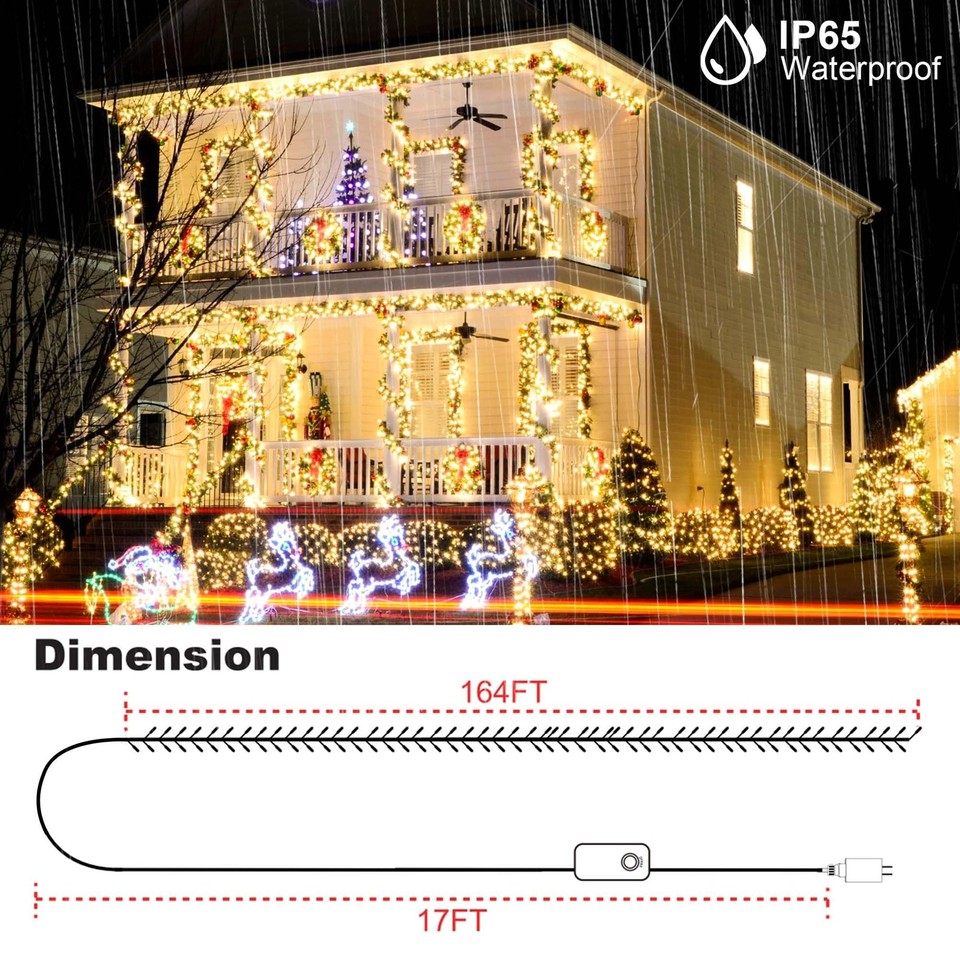 164 FT 500 Christmas Lights Outdoor, RGB Color Changing Lights with ...