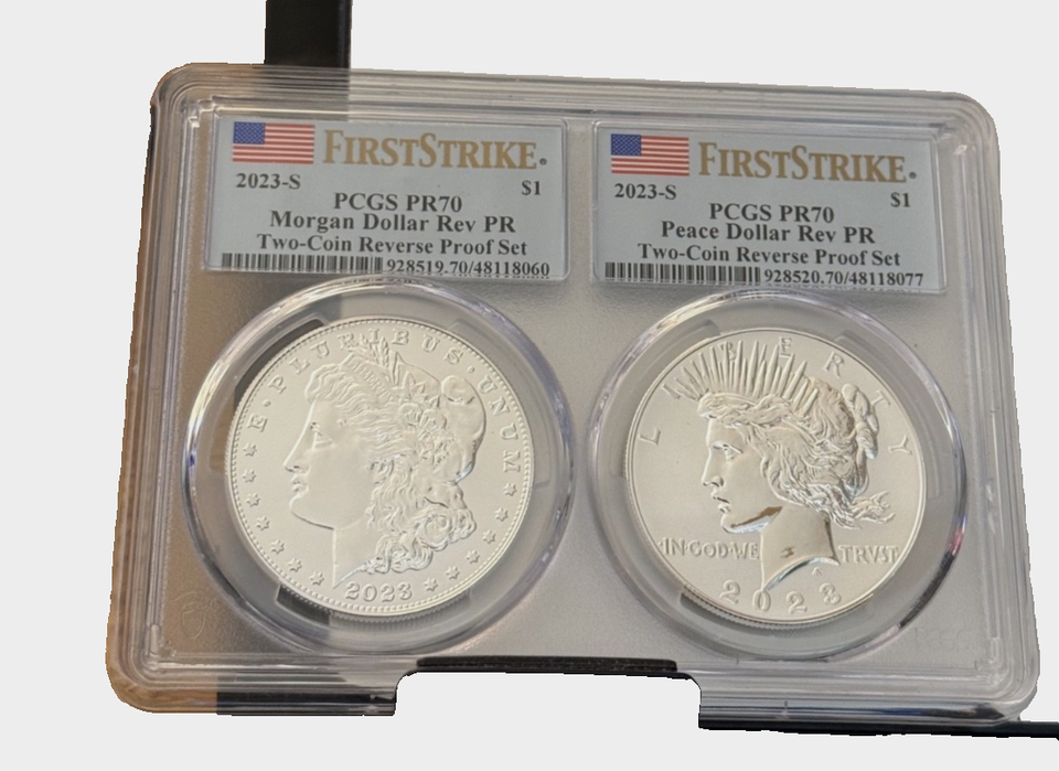 2023-S Reverse Proof $1 Morgan and Peace Dollar 2pc Set PCGS PR70 First ...