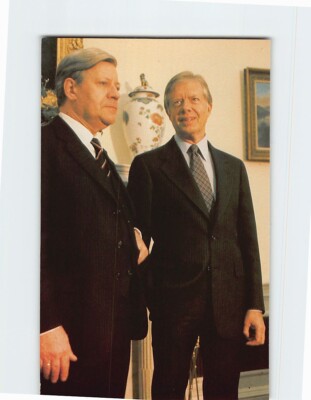 Postcard German Helmut Schmidt & Pres. Jimmy Carter Talking at the Oval ...