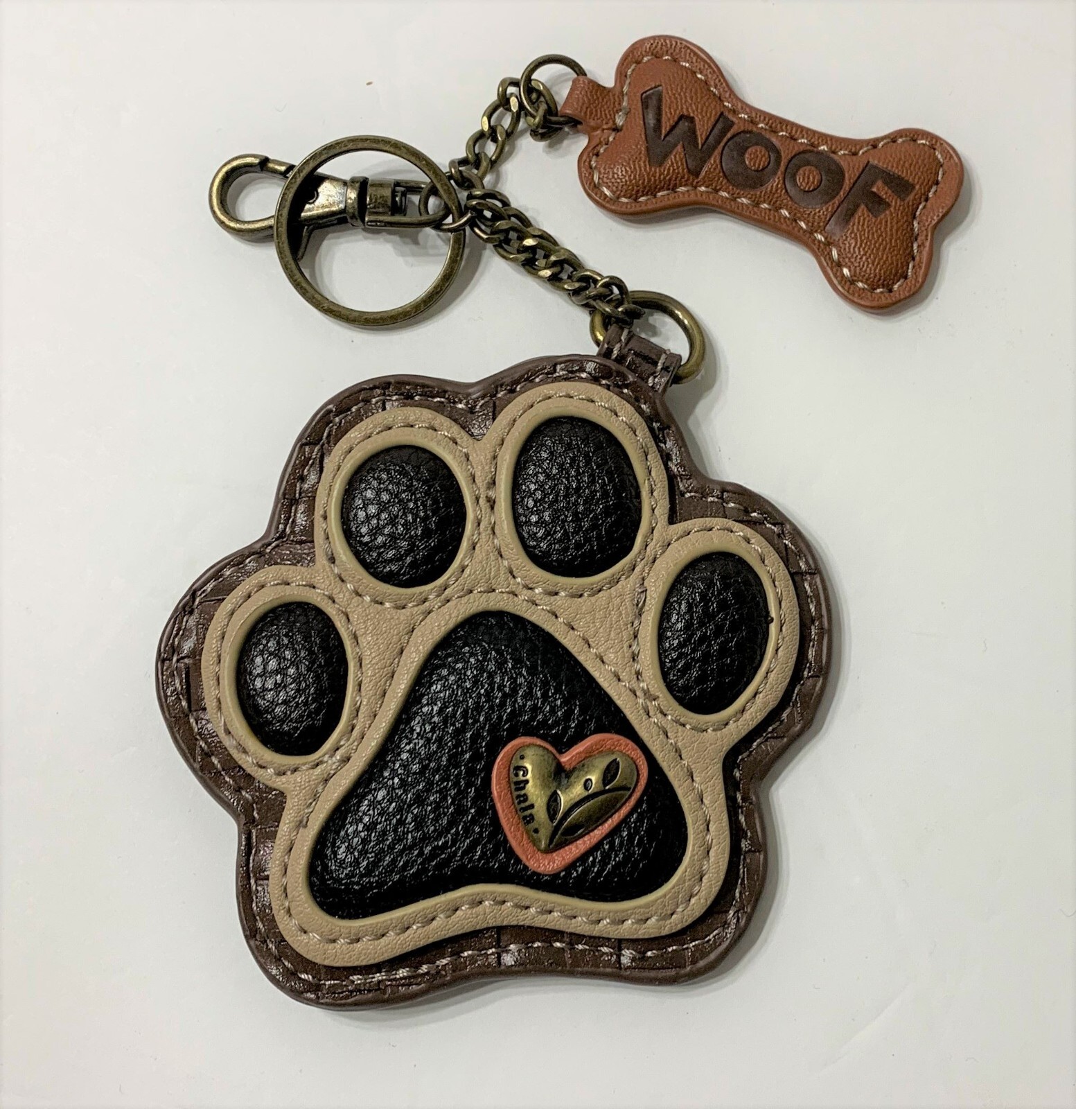 Chala PAW PRINT Key Ring COIN PURSE Ivory Fob CHAIN Keychain | eBay