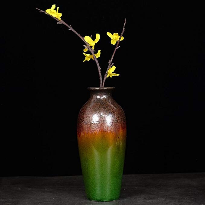 7.7” High Green And Brown Ceramic Vase With Gradient Color | eBay