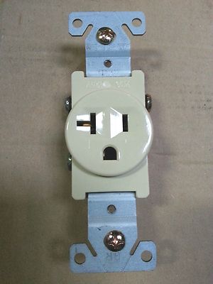 (1 pc) Single Receptacle 20 Amp 20A 125V AC Outlet 2 Pole 3 Wire Ivory ...