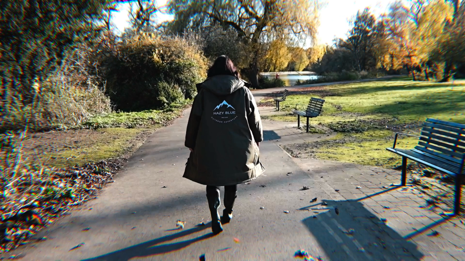 Hazy Blue Dry Changing Robe Long Coat Riding Hooded Cape Side Zip Beach ...