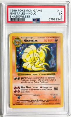1999 Pokémon TCG Base Set Shadowless Ninetales Holo 12/102 PSA 5 ...