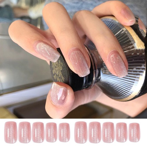 Diamond Cat Eye False Nails Medium Square Press on Nails for Nail Art ...