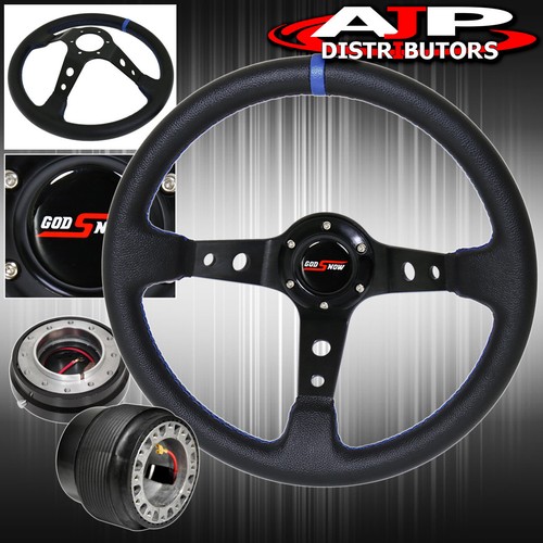 For 89-05 Eclipse Deep Dish Black Steering Wheel + Slim Quick Release ...