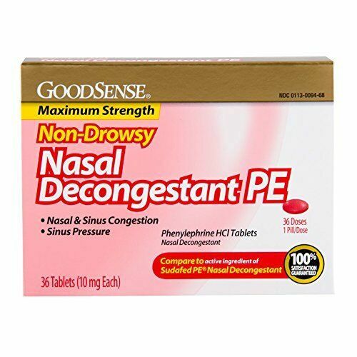 Good Sense Nasal Decongestant PE Phenylephrine HCL Tablets 10mg 36 EA ...