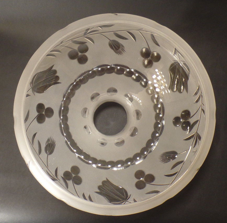 New 10" Astral Lamp Shade, Hand Cut Copper Wheel Engraved Bell Flower ...