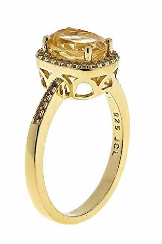 HSN Technibond Yellow Gold Over Silver Citrine & White Topaz Halo Ring ...
