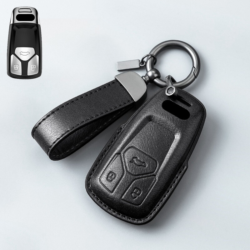 Genuine Leather Car Smart Key Fob Case Cover For Audi S5 SQ5 Q5 Q7 A4 ...