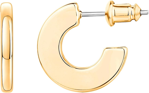 PAVOI 14K Gold Plated Hoop Earrings for Women | 4Mm Flat Infinity Gold ...